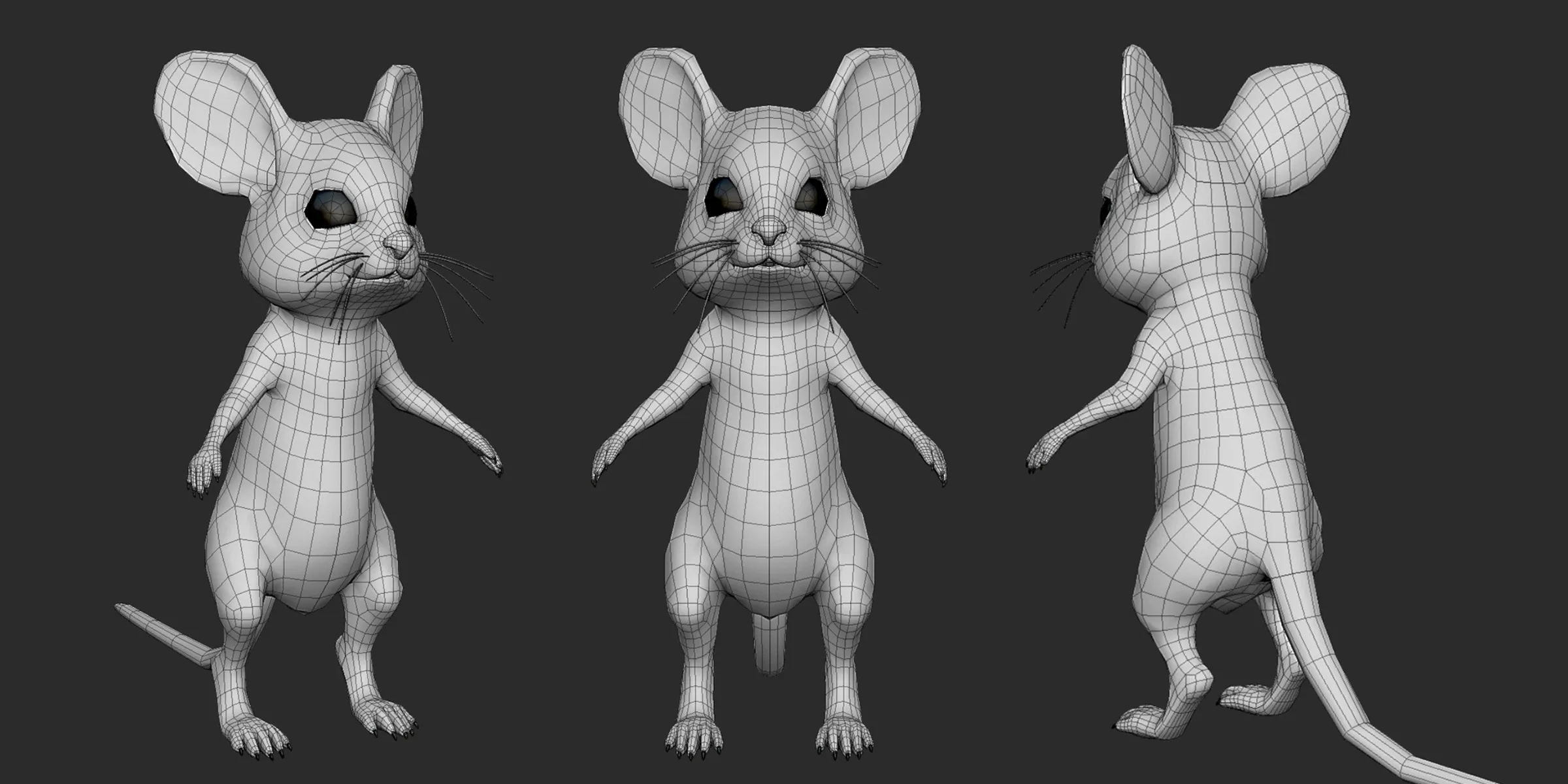 Cute Mouse BaseMesh - Topology - FlippedNormals