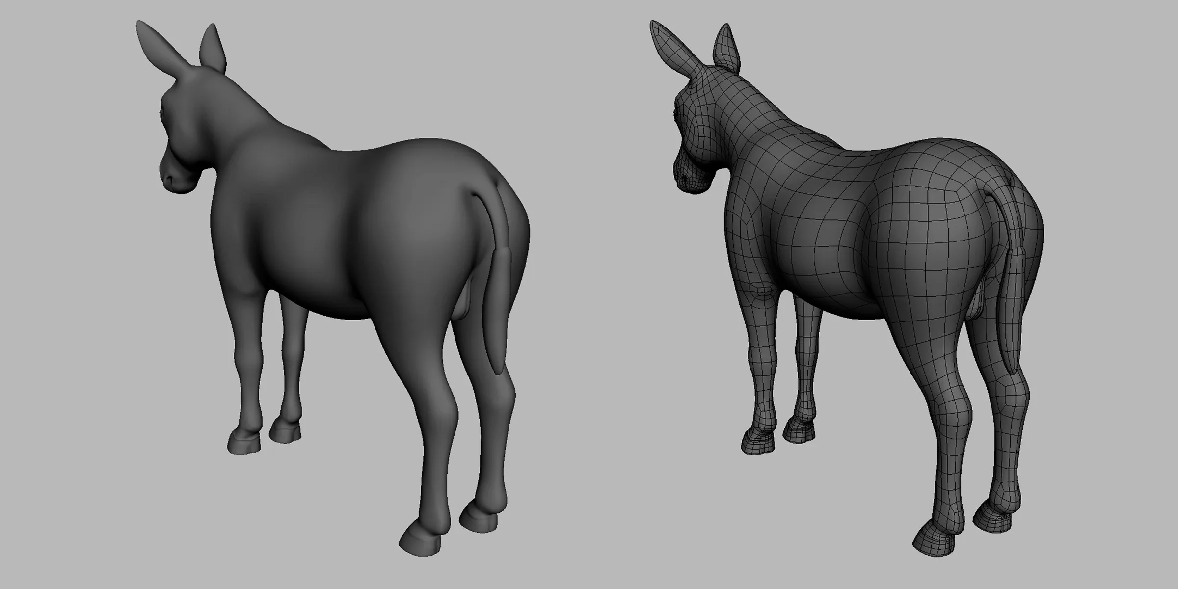 Donkey BaseMesh - Topology + UV - FlippedNormals