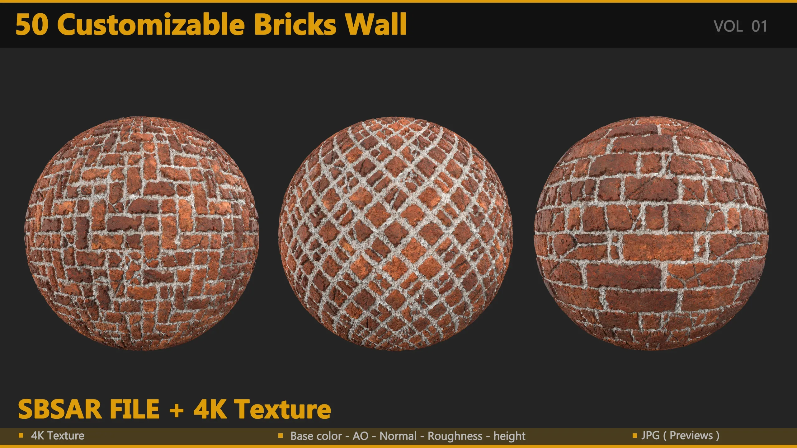 50 Customizable Bricks Wall Material - FlippedNormals