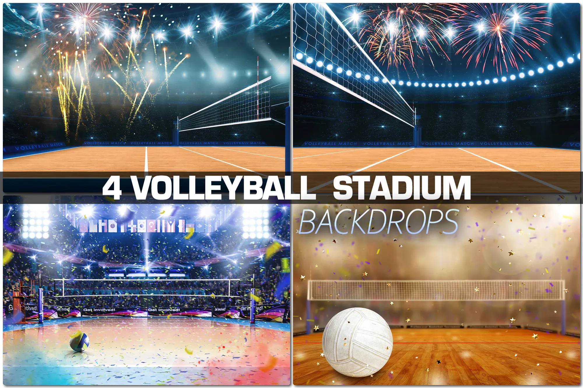 4 Volleyball Stadium Backdrops - FlippedNormals