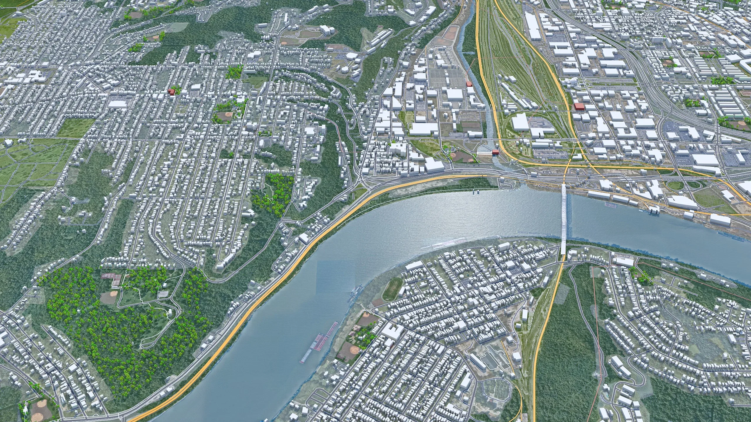 Cincinnati City Ohio 3D Model 50km - FlippedNormals