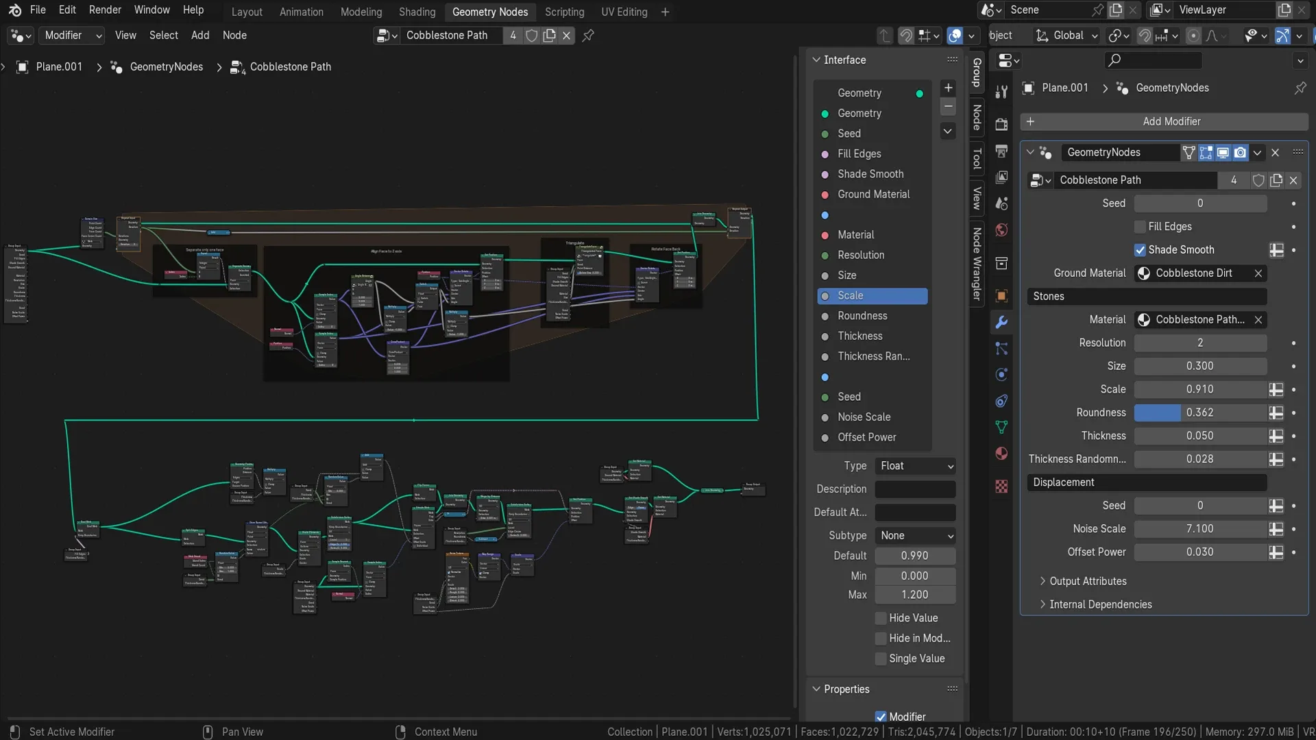 Blender 4 Cobblestone Path Geometry - FlippedNormals