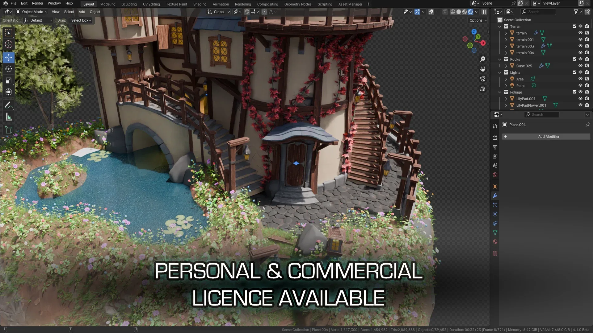 Blender 4 Cobblestone Path Geometry - FlippedNormals