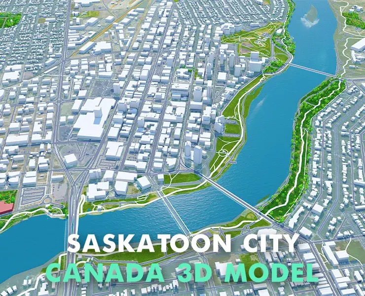 Saskatoon City Canada 3D Model - FlippedNormals