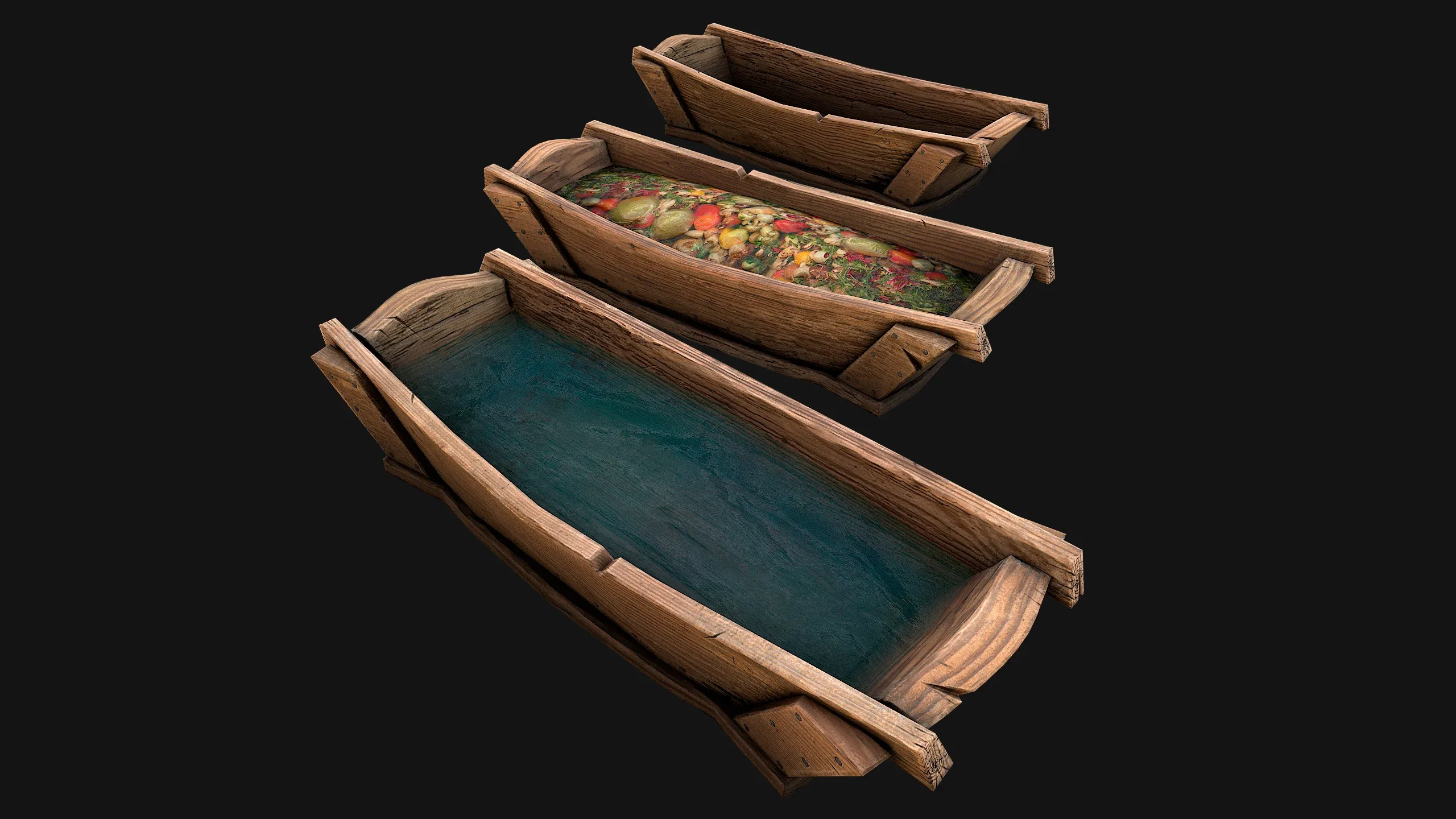 Medieval Trough with Water and - FlippedNormals