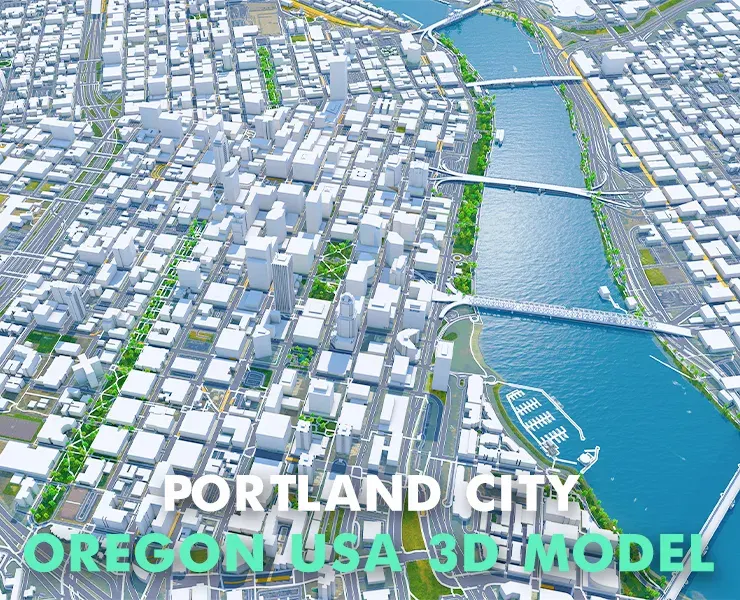 Portland City Oregon USA 3D Model - FlippedNormals