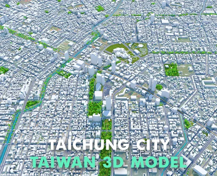 Taichung City Taiwan 3D Model 120km - FlippedNormals