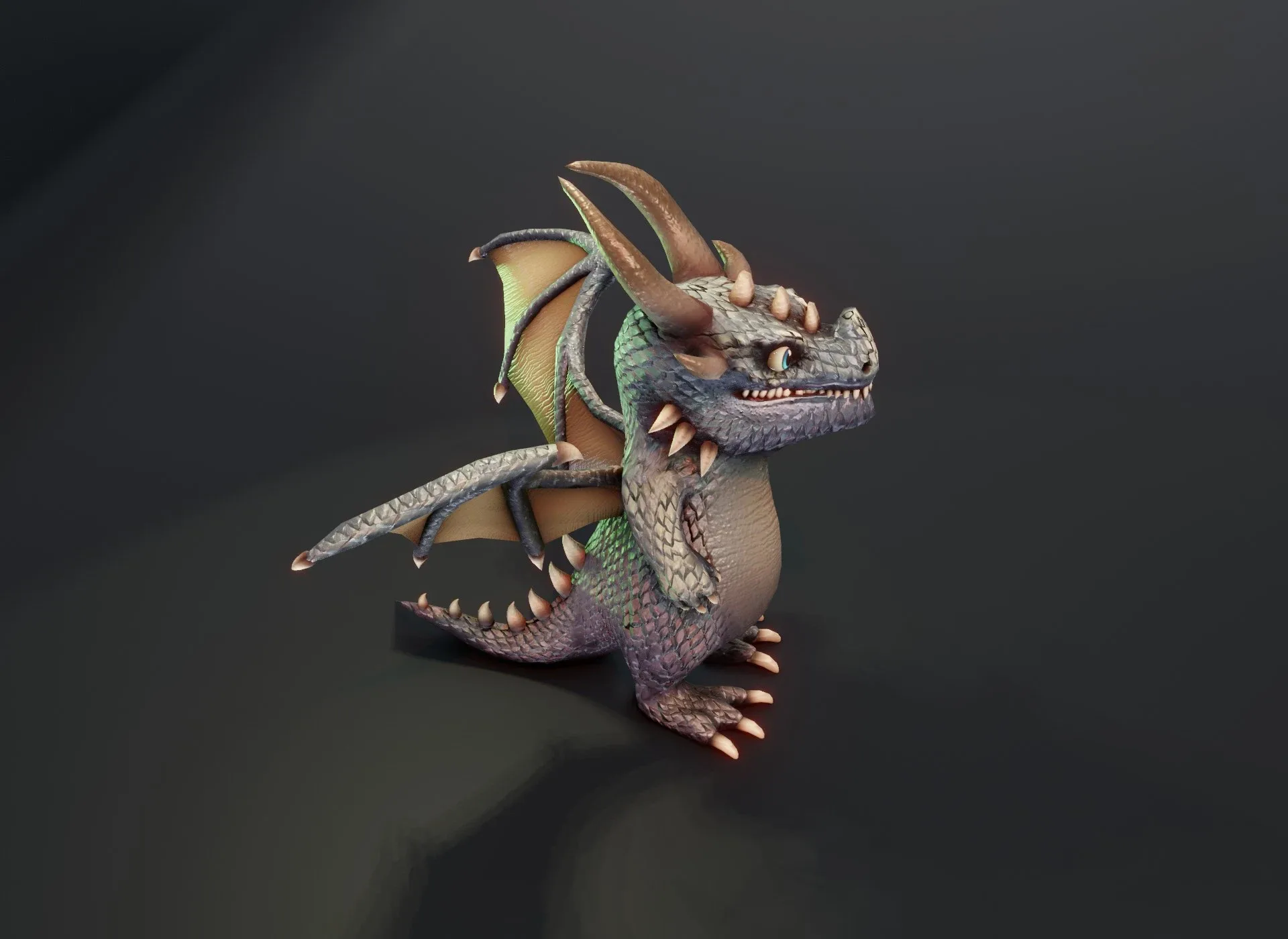 Cartoon Iron Dragon Low-poly 3D - FlippedNormals