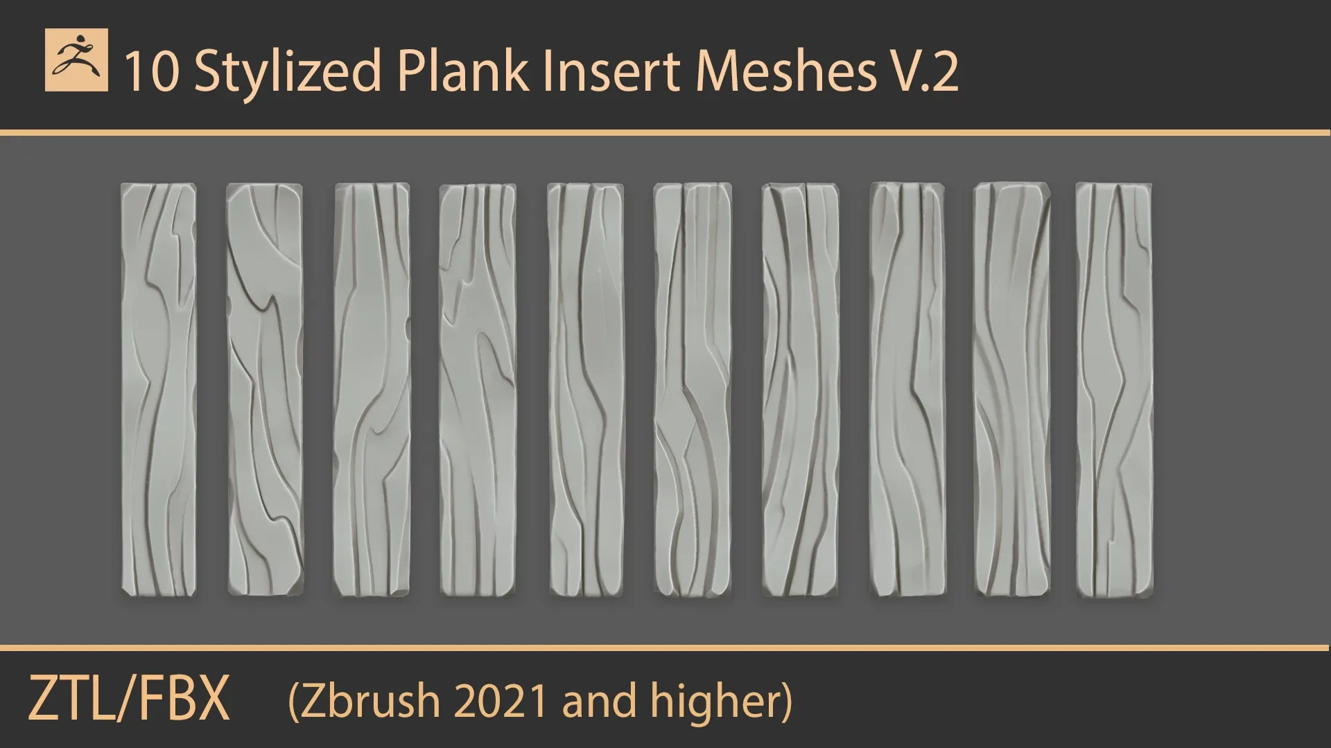 Stylized Plank Insert Meshes V - FlippedNormals