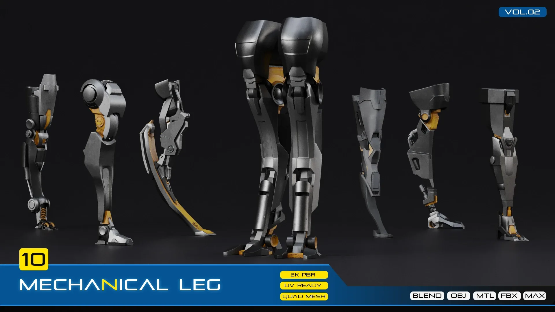 10 MECHANICAL LEG+PBR_VOL.02 - FlippedNormals