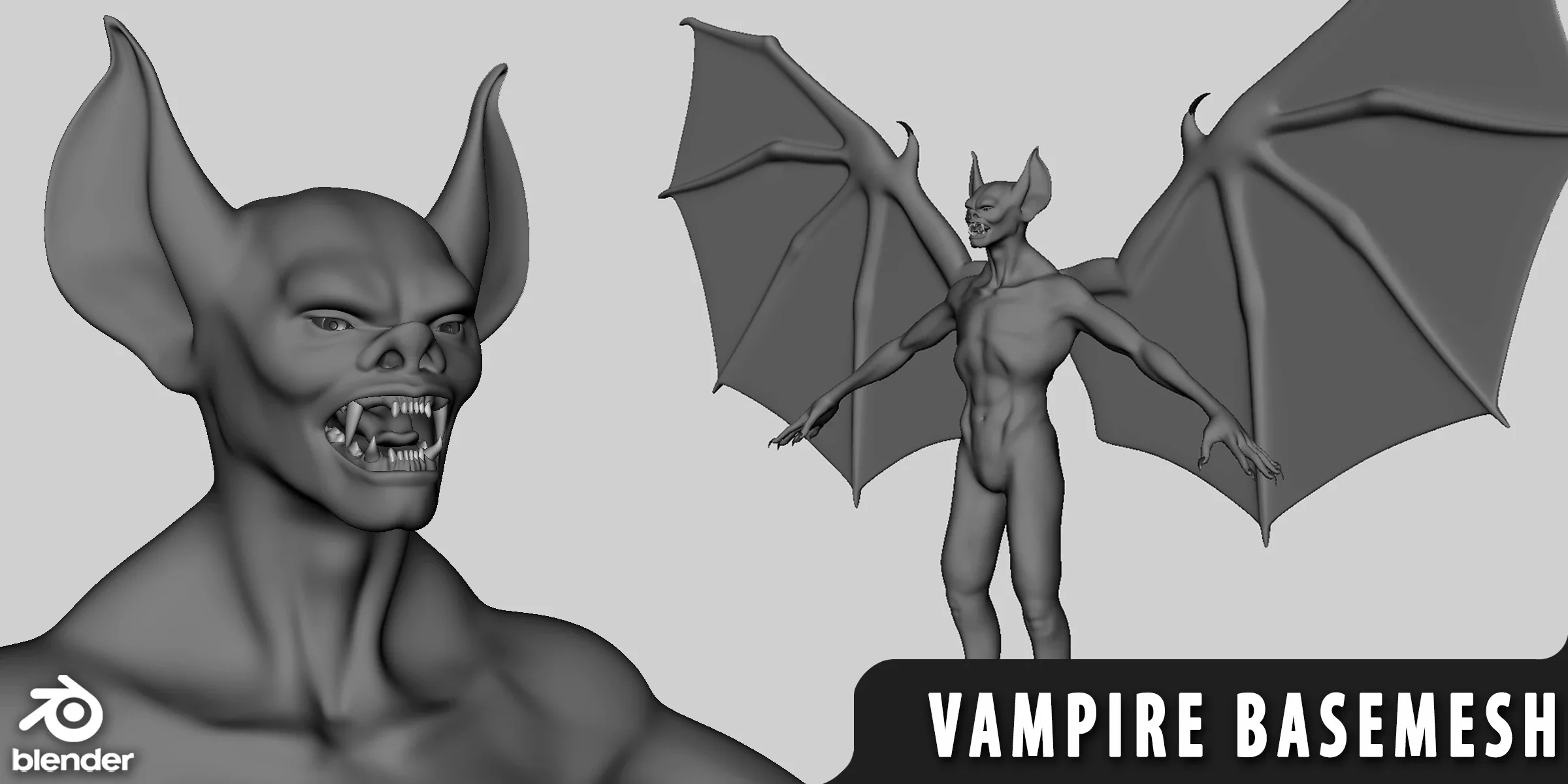 Vampire Basemesh - Topology + UV - FlippedNormals