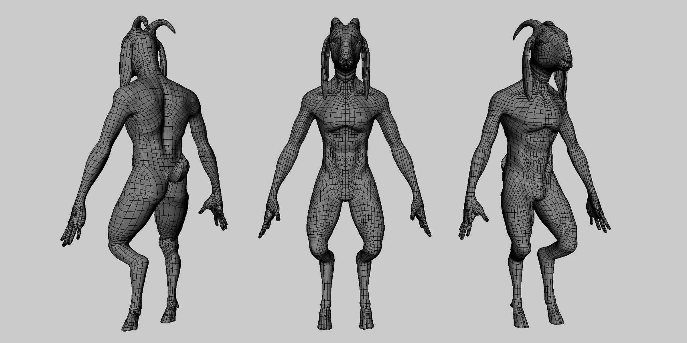 Goat Man - Topology + UV Map - FlippedNormals