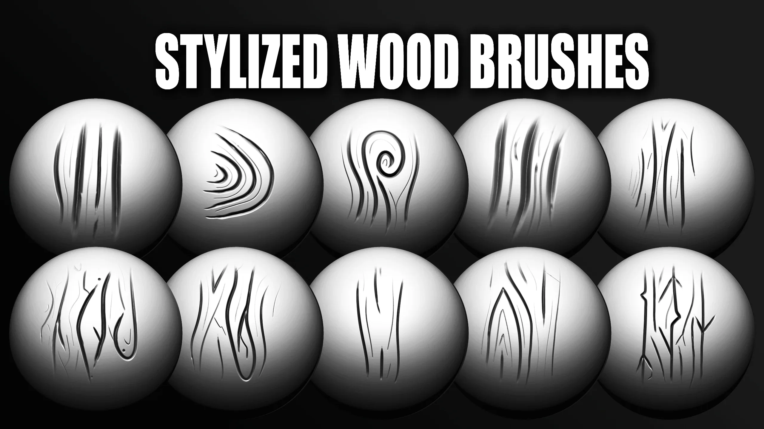 40 Stylized wood Brushes and Alphas: - FlippedNormals
