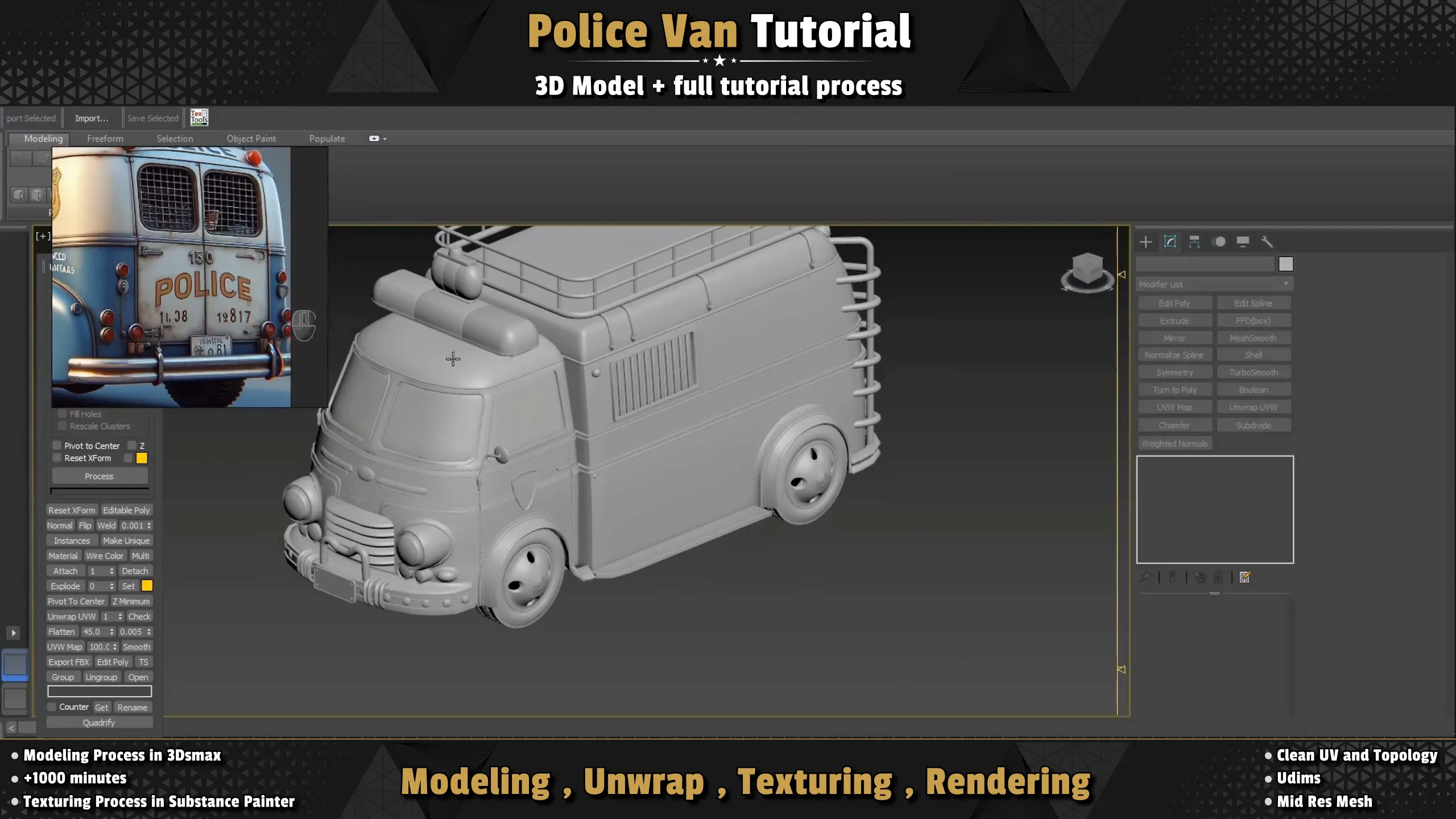 Police Van / 3D Model + Full Tutorial - FlippedNormals