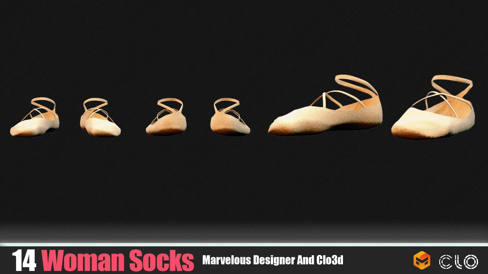 14 Socks Women (CLO3D, MD PROJECTS+OBJ+FBX) - FlippedNormals