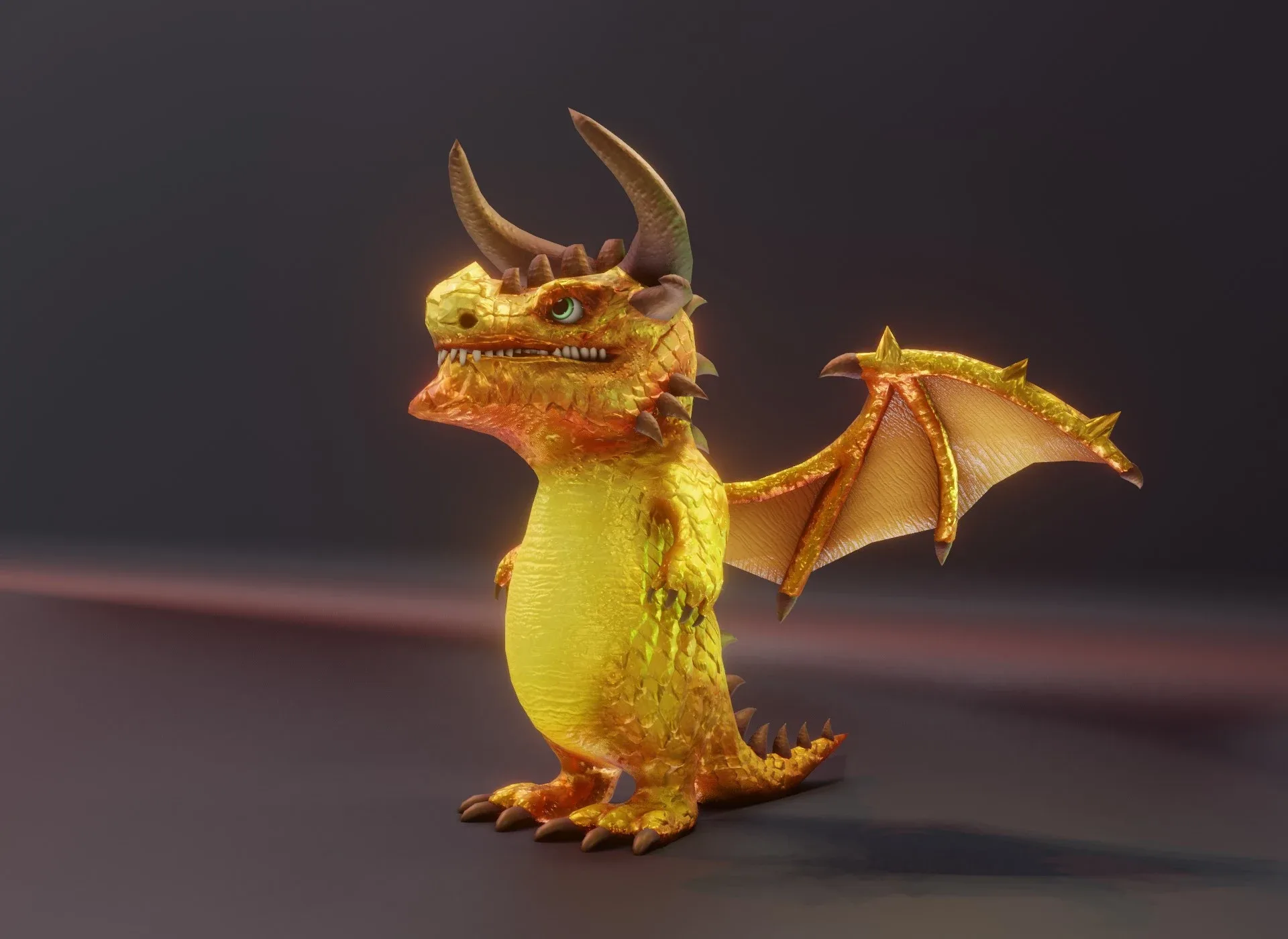 Cartoon Topaz Dragon Animated Low-poly - FlippedNormals