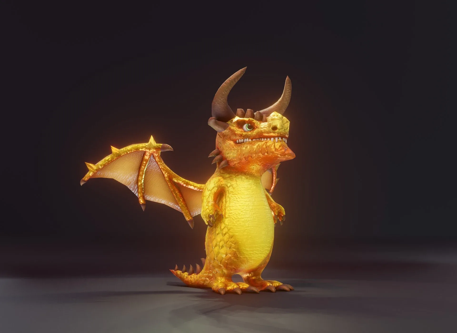 Cartoon Topaz Dragon Animated Low-poly - FlippedNormals