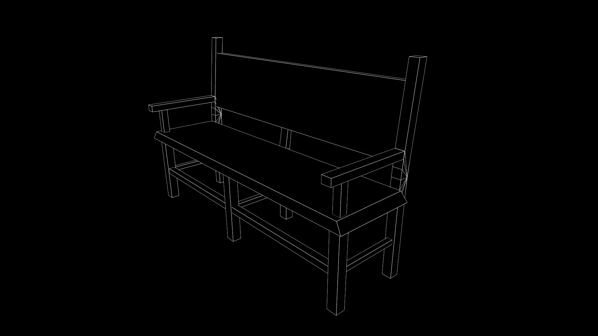 Bench Game ready - Low Poly PBR - FlippedNormals