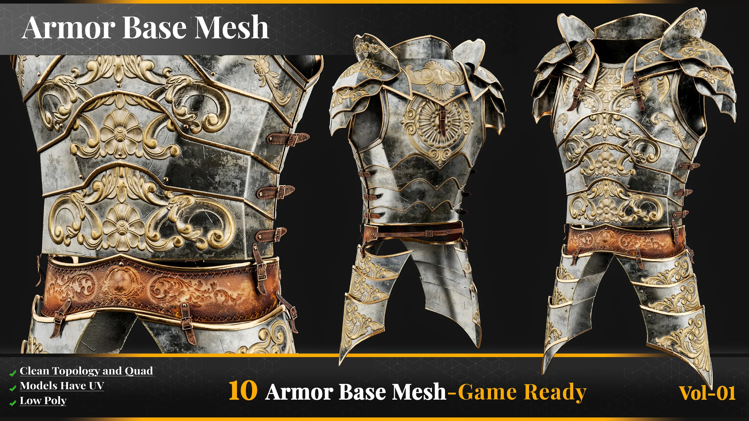 10 Armor Base Mesh - VOL 01 - FlippedNormals