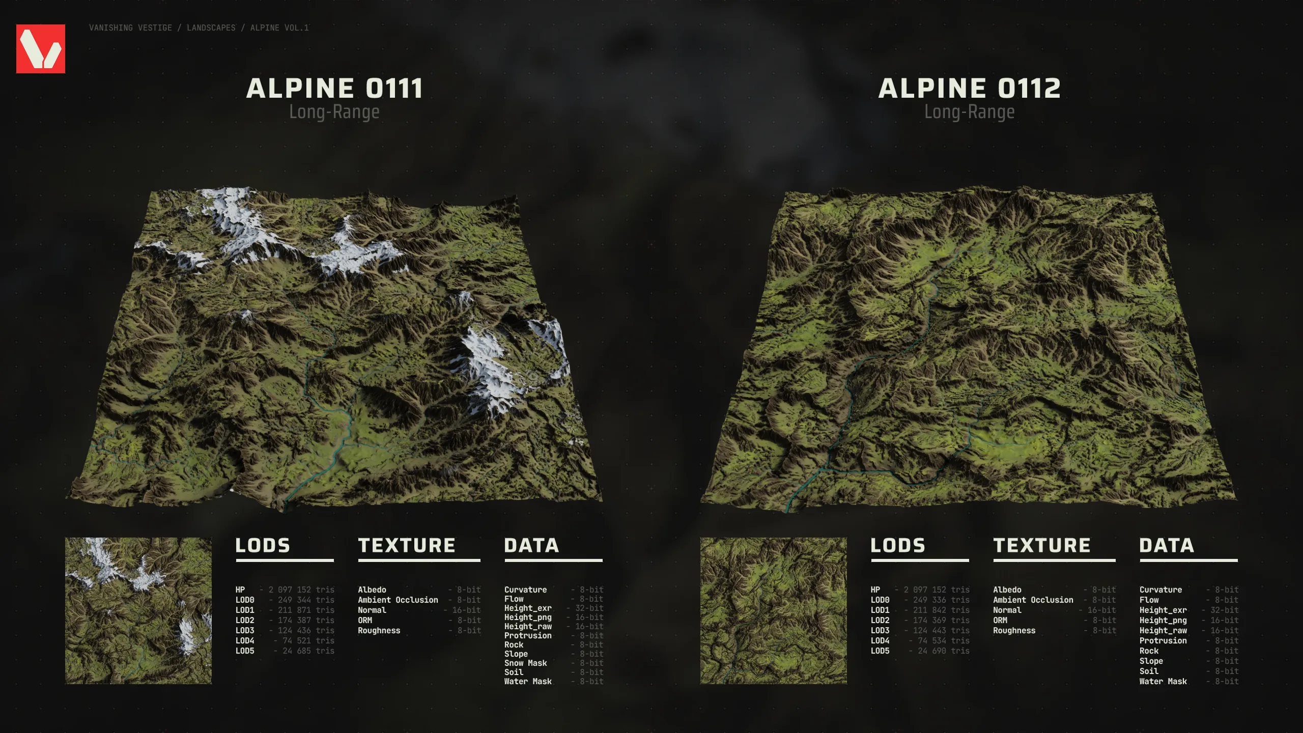 8k Landscapes - Alpine Vol.1 - FlippedNormals