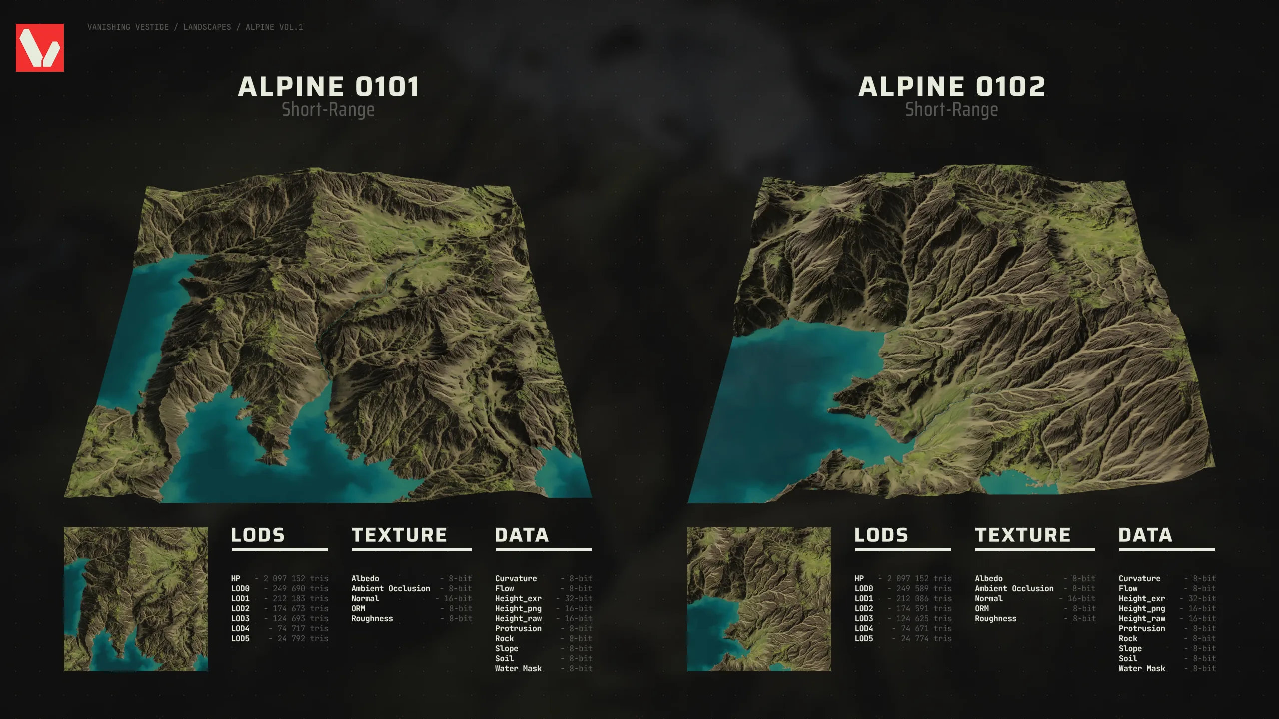 8k Landscapes - Alpine Vol.1 - FlippedNormals