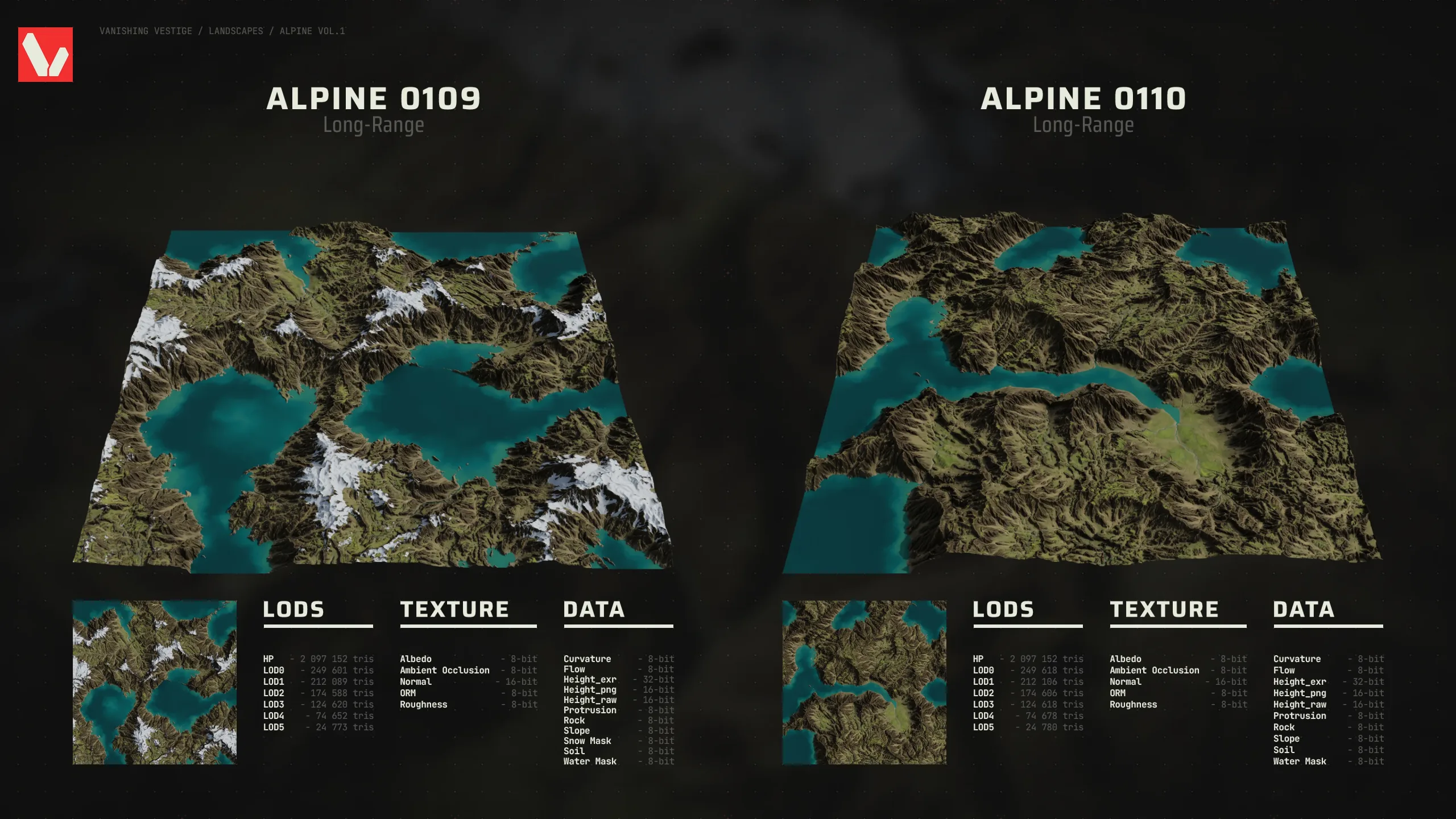 8k Landscapes - Alpine Vol.1 - FlippedNormals