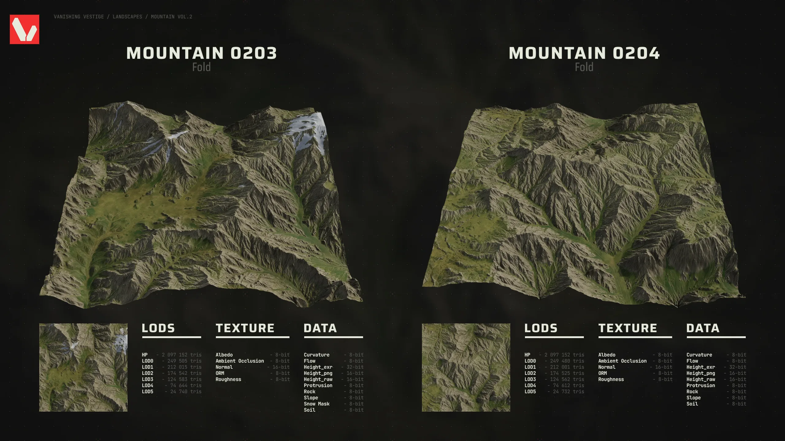 8k Landscapes - Mountain Vol.2 - FlippedNormals