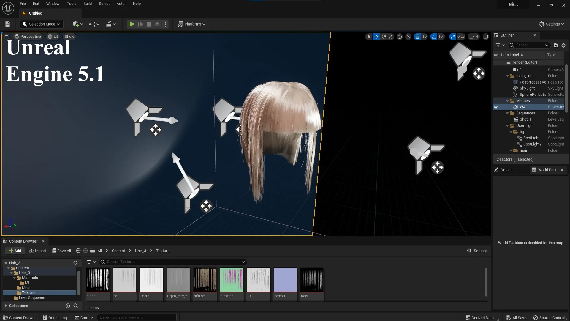 Game Real-Time Kare Hairstyle UE5 - FlippedNormals