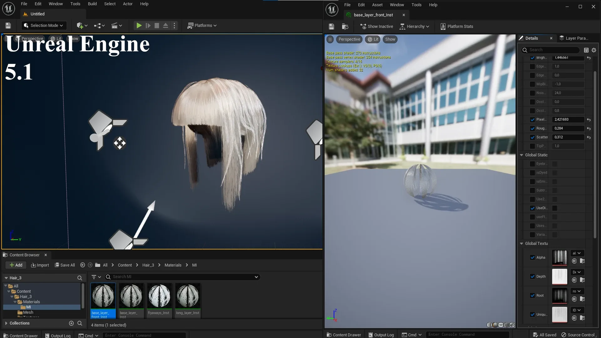 Game Real-Time Kare Hairstyle UE5 - FlippedNormals