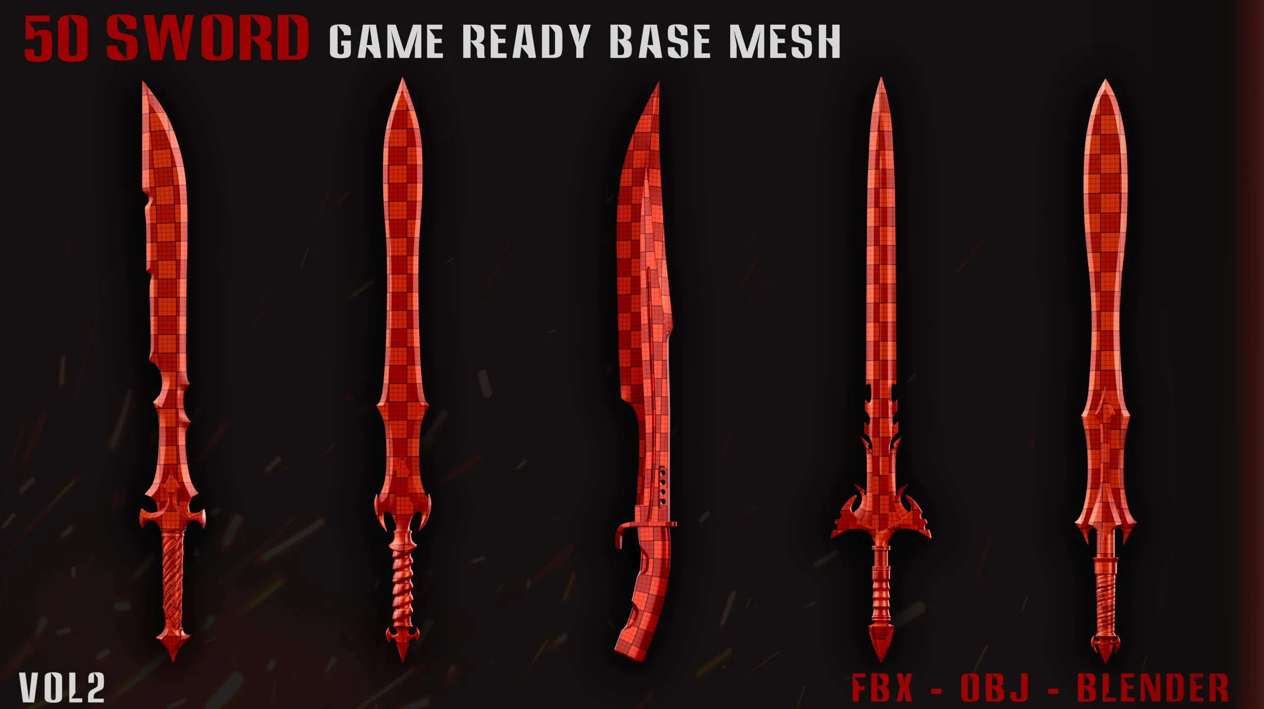 50 Sword Game Ready Base Mesh - - FlippedNormals