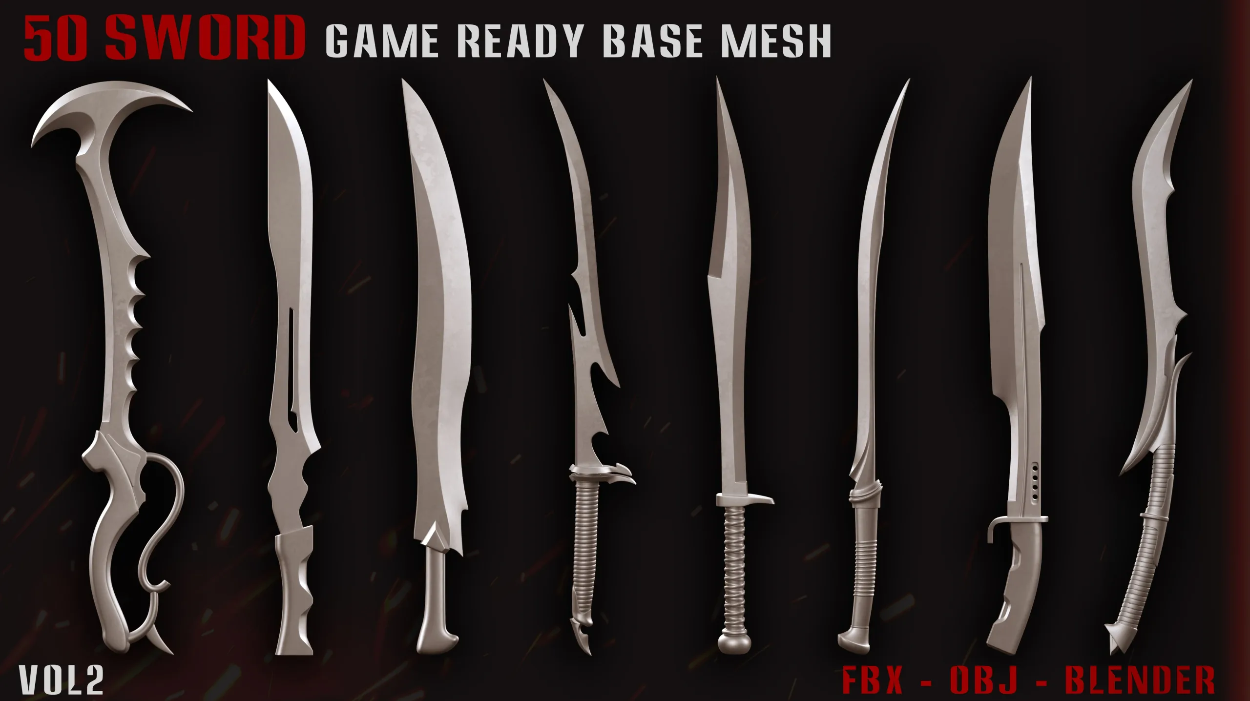 50 Sword Game Ready Base Mesh - - FlippedNormals