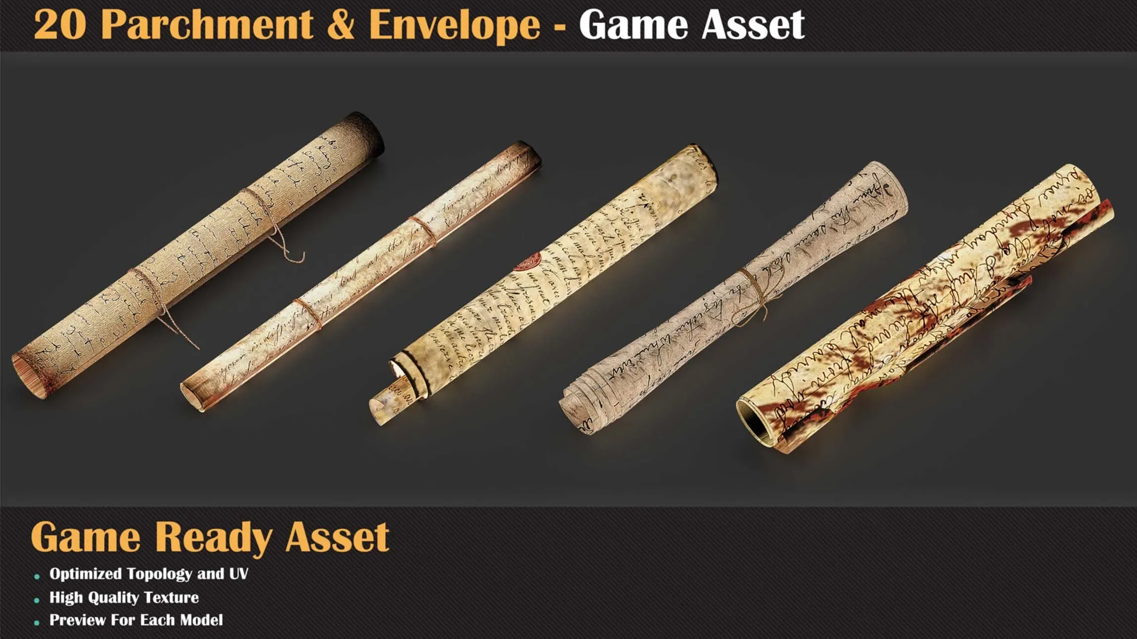 20 Parchment & Envelope - Game - FlippedNormals