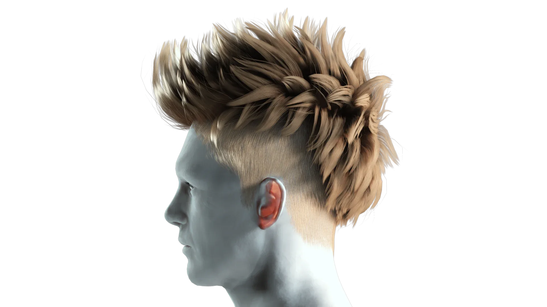 Realistic Hair hawk cyberpunk Low-poly - FlippedNormals
