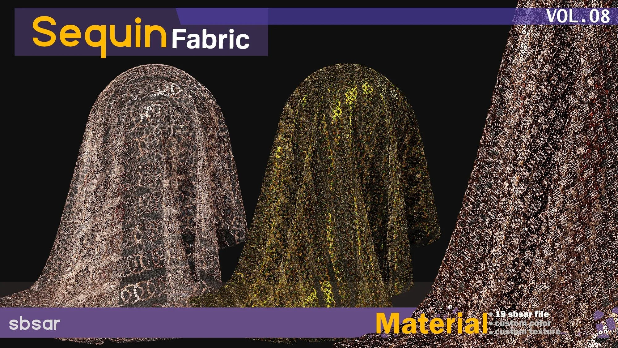 Sequin fabric Material -SBSAR -custom - FlippedNormals