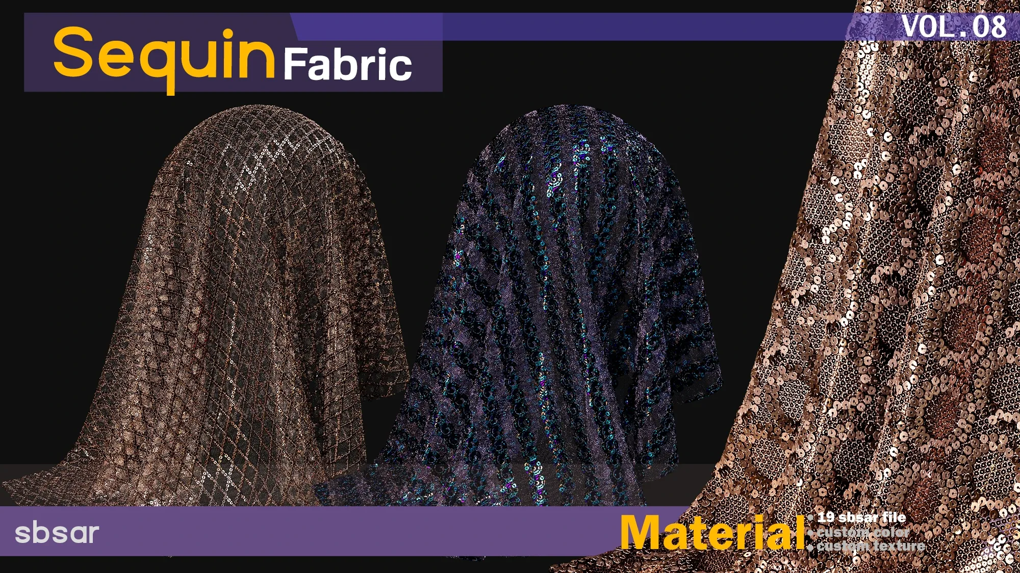 Sequin fabric Material -SBSAR -custom - FlippedNormals