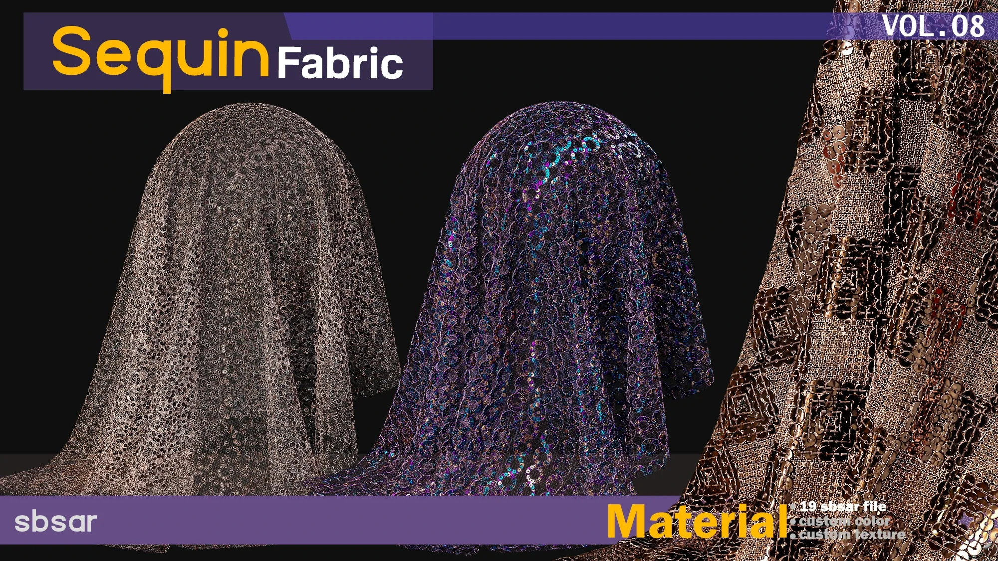 Sequin fabric Material -SBSAR -custom - FlippedNormals