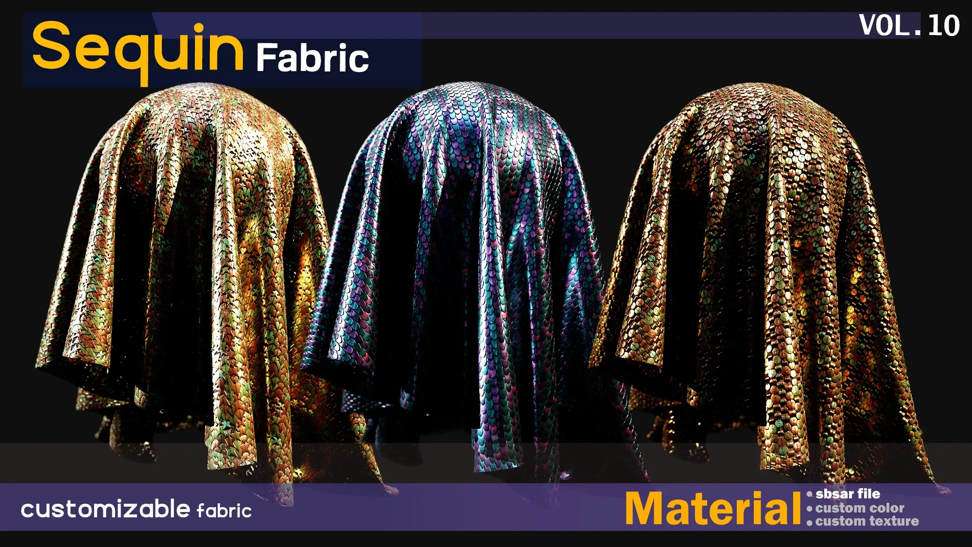 Sequin fabric Material -SBSAR -custom - FlippedNormals