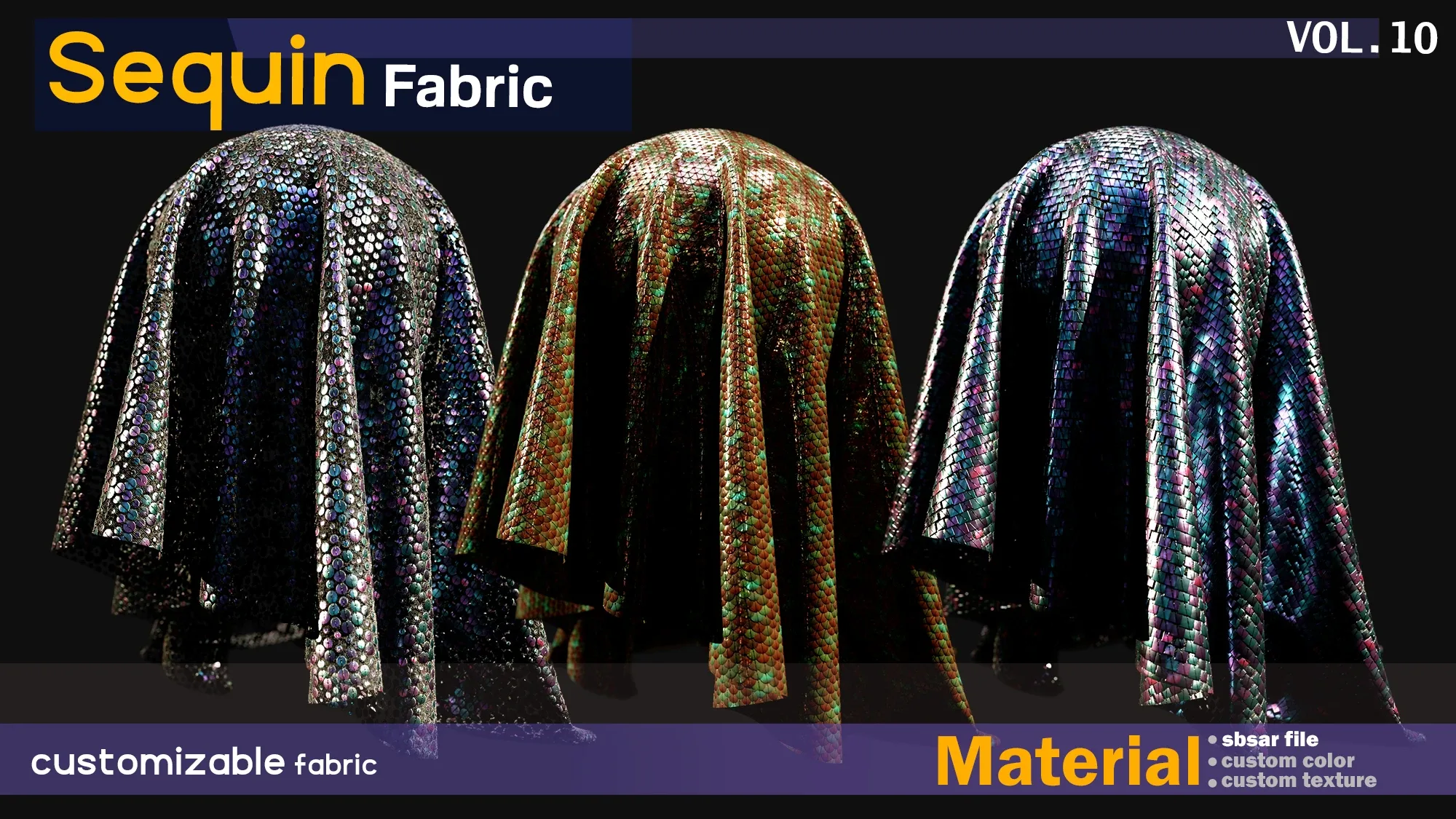 Sequin fabric Material -SBSAR -custom - FlippedNormals
