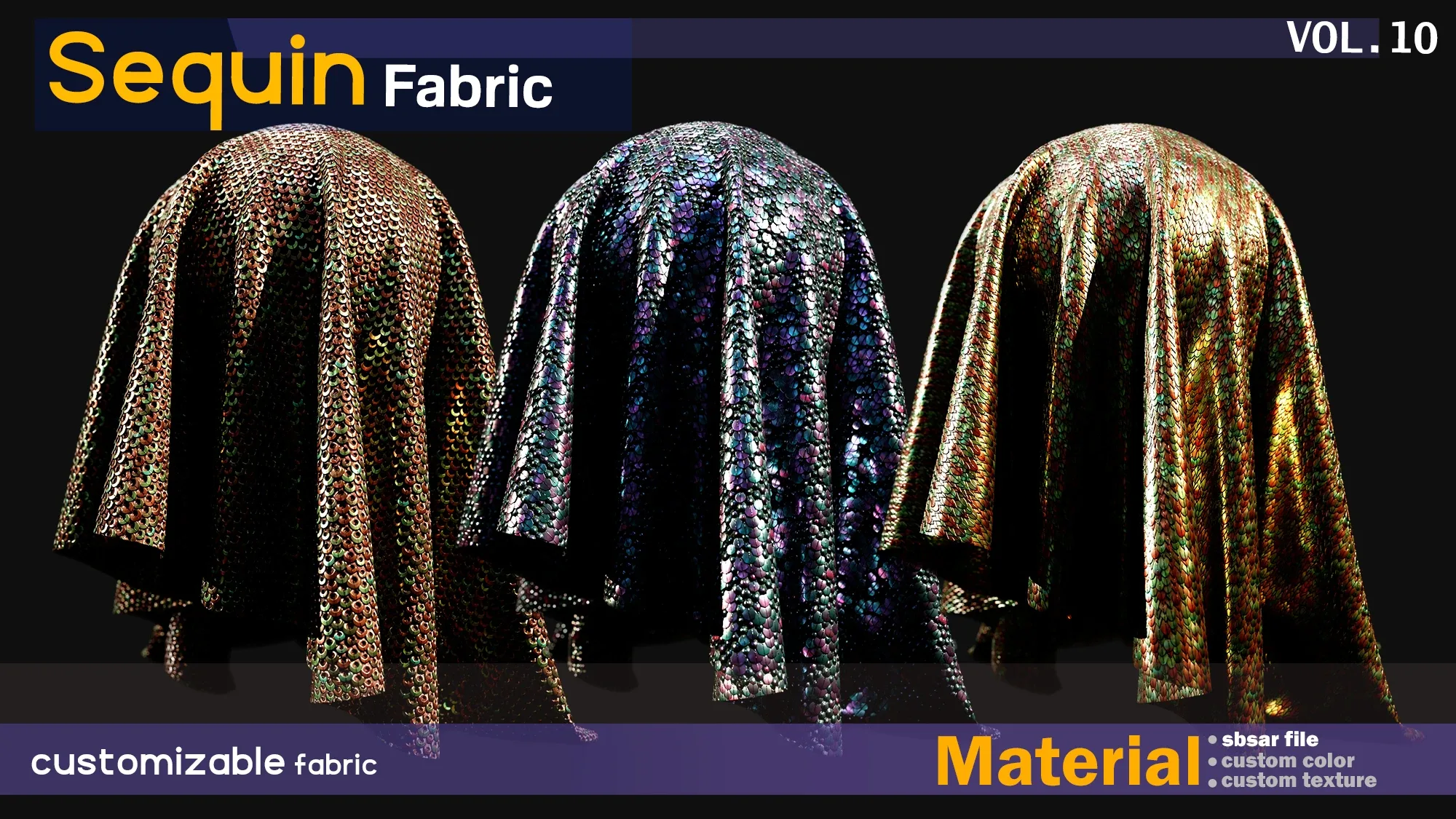 Sequin fabric Material -SBSAR -custom - FlippedNormals