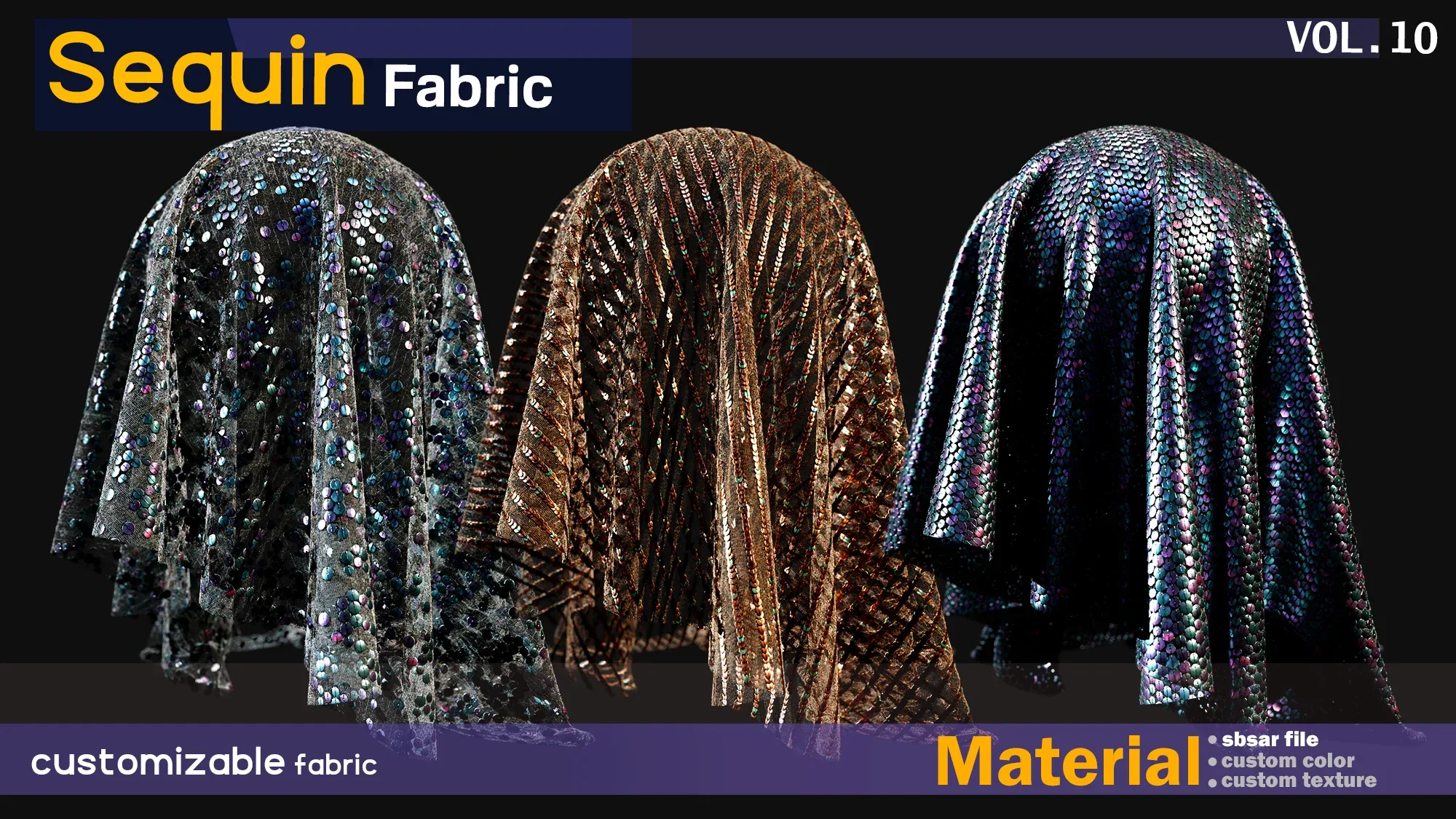 Sequin fabric Material -SBSAR -custom - FlippedNormals