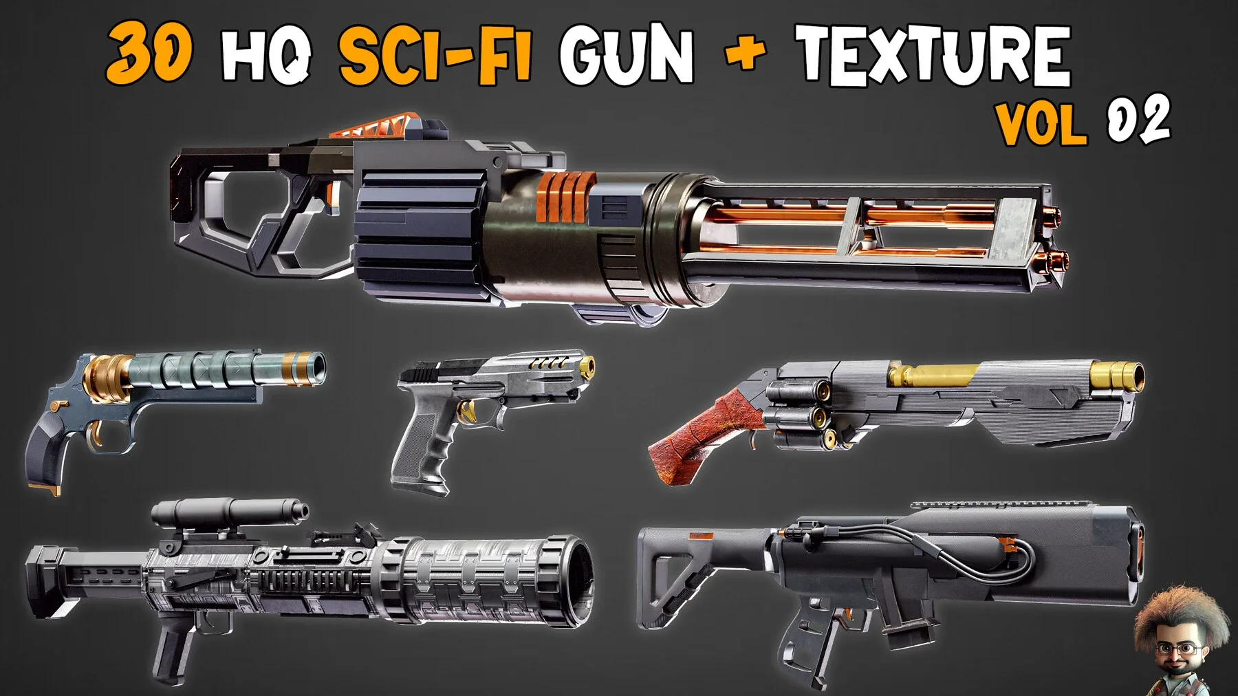 30 HQ Sci-Fi Gun + 4K Texture - - FlippedNormals