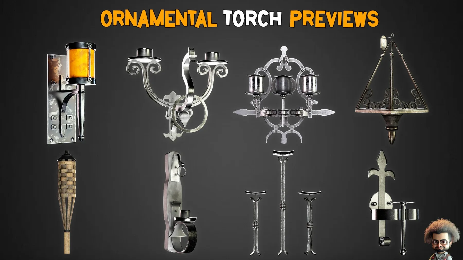 50 Ornamental Torches Models + - FlippedNormals