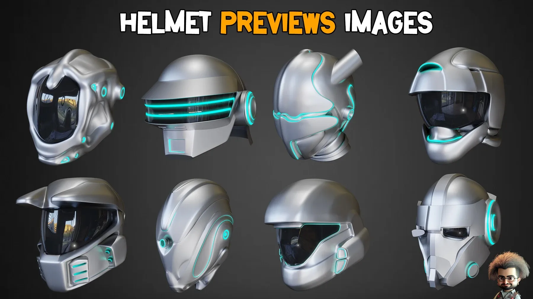 30 Sci-Fi Helmets Base Mesh + Textures - FlippedNormals