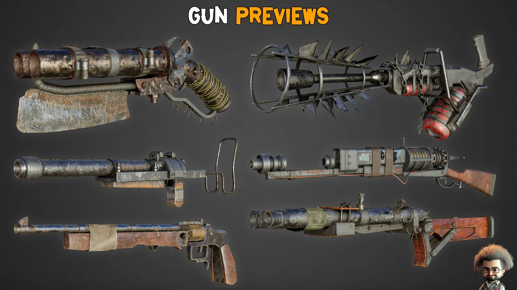 35 Post Apocalyptic Guns + 4K Texture - FlippedNormals