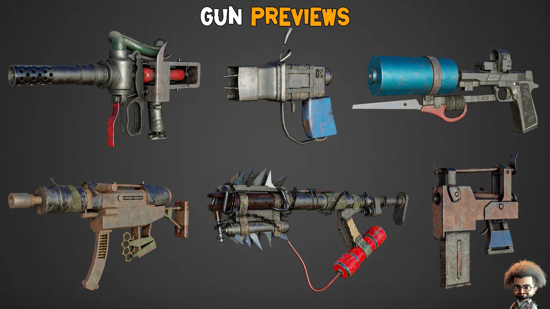 35 Post Apocalyptic Guns + 4K Texture - FlippedNormals