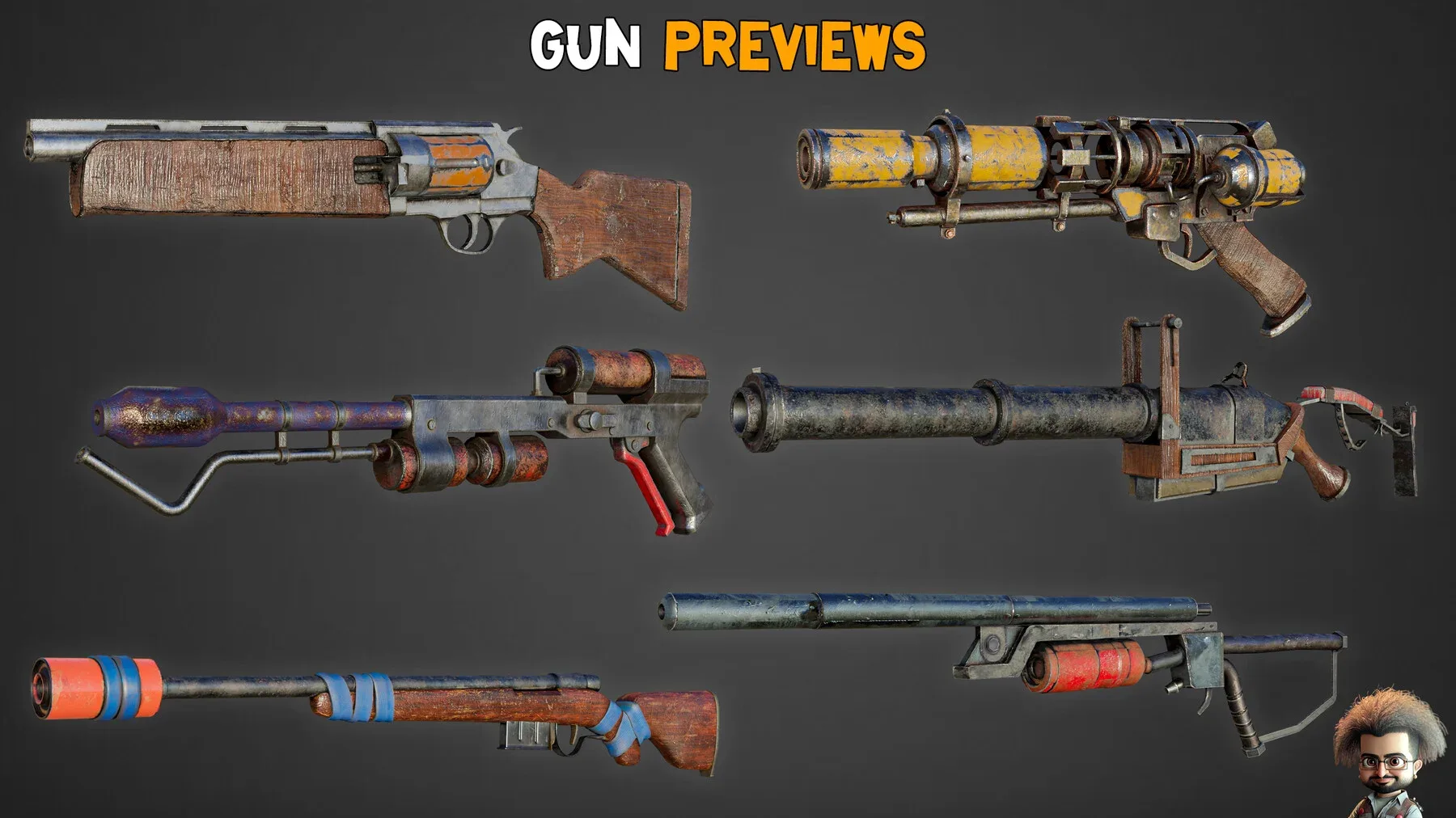 35 Post Apocalyptic Guns + 4K Texture - FlippedNormals