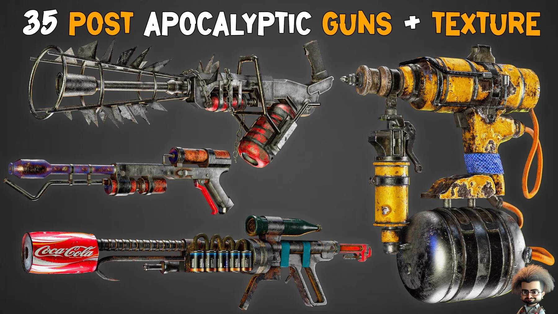 35 Post Apocalyptic Guns + 4K Texture - FlippedNormals