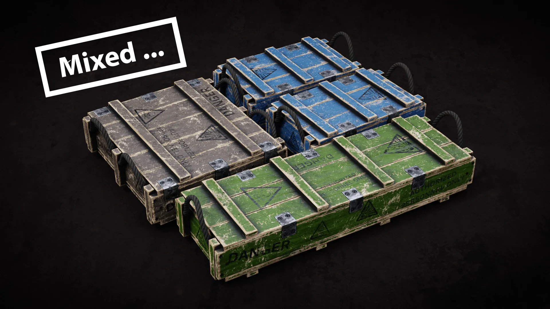 Wood Army Crates - Pack of 3 different - FlippedNormals