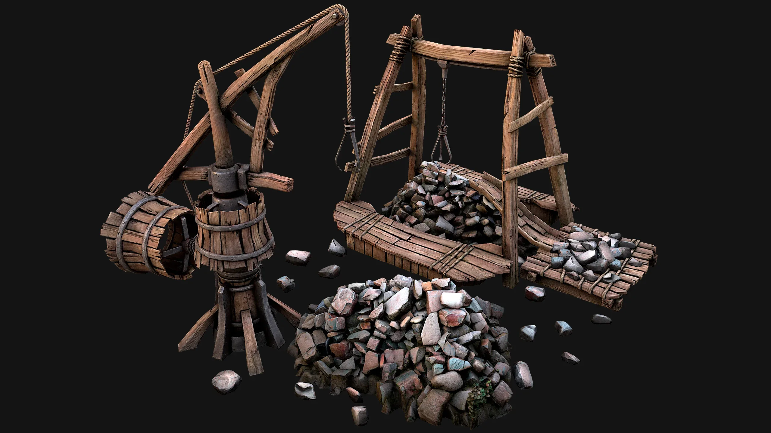 Medieval Quarry Mine with Crane - FlippedNormals