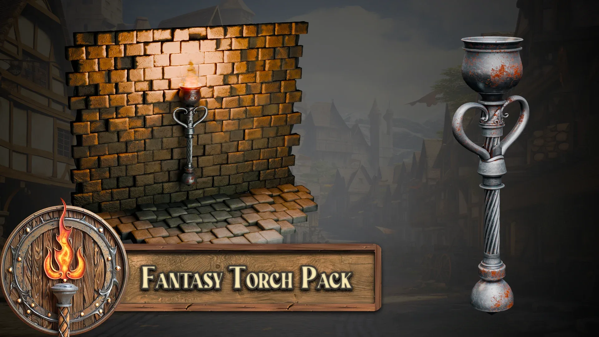 Blender 20 Massive Fantasy Torches - FlippedNormals